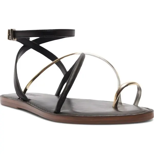 Schutz Valeria Toe Loop Ankle Strap Sandal - Black