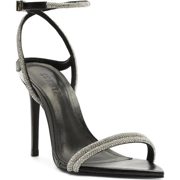 Schutz Skye Shine Ankle Strap Sandal - Black