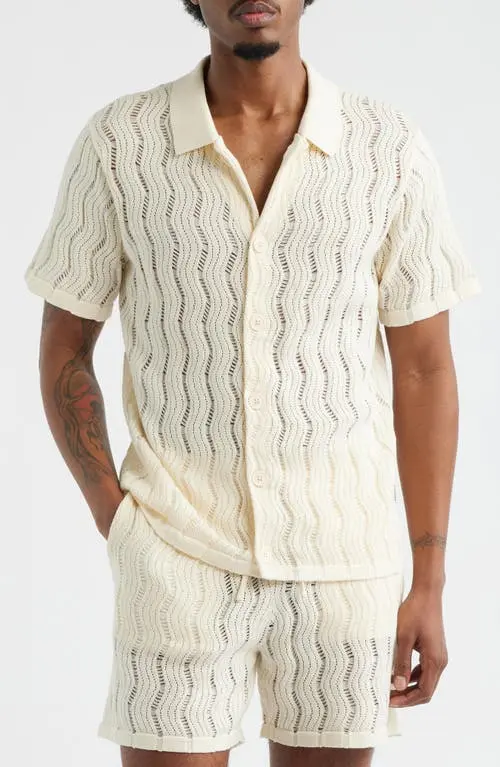 MAVRANS Oceanside Knit Button-up Shirt - Beige