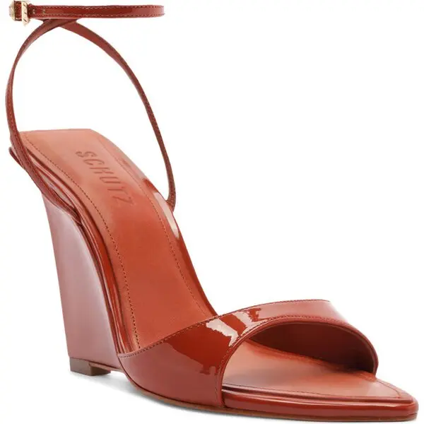 Schutz Elodie Ankle Strap Wedge Sandal - Sunset Ochre