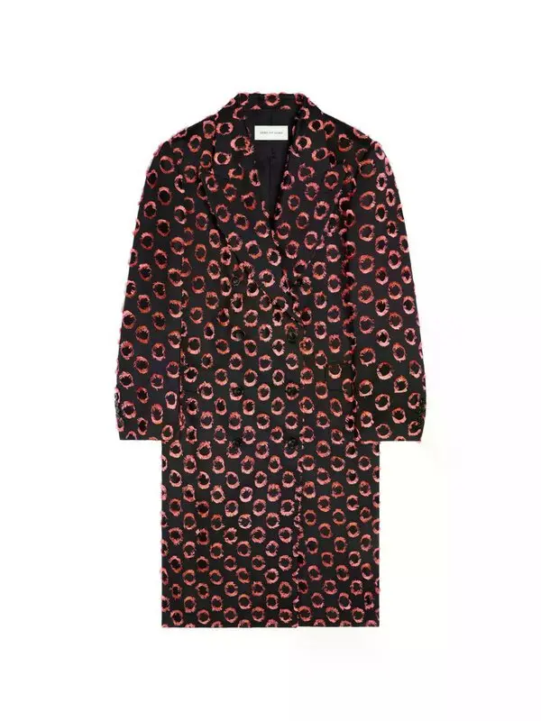 Dries Van Noten Patterned Double-breasted Coat - Black