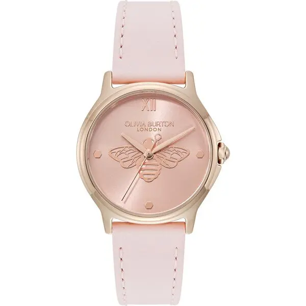 OLIVIA BURTON Classic Bee Leather Strap Watch - Blush