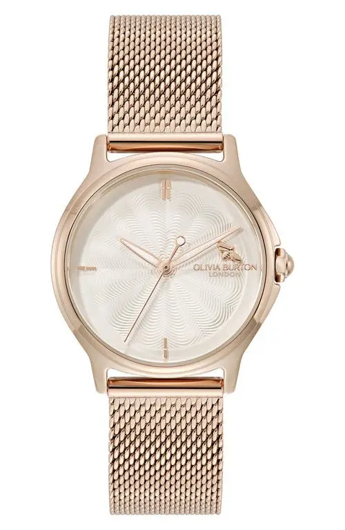 OLIVIA BURTON Classic Bee Mesh Strap Watch - Pink
