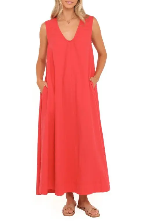 PETAL & PUP Laurita Cotton Maxi Dress - Red