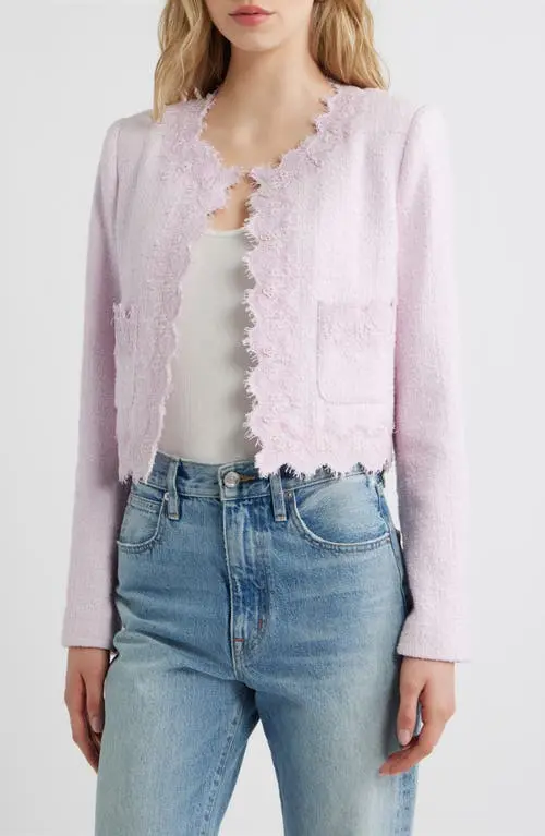 LoveShackFancy Erina Lace Trim Tweed Jacket - Parasol Blush