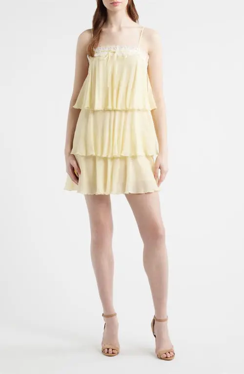 LoveShackFancy Cedra Layered Ruffle Dress - Butter Lemon