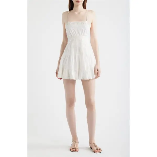 LoveShackFancy Zuri Lace Tiered Minidress - White