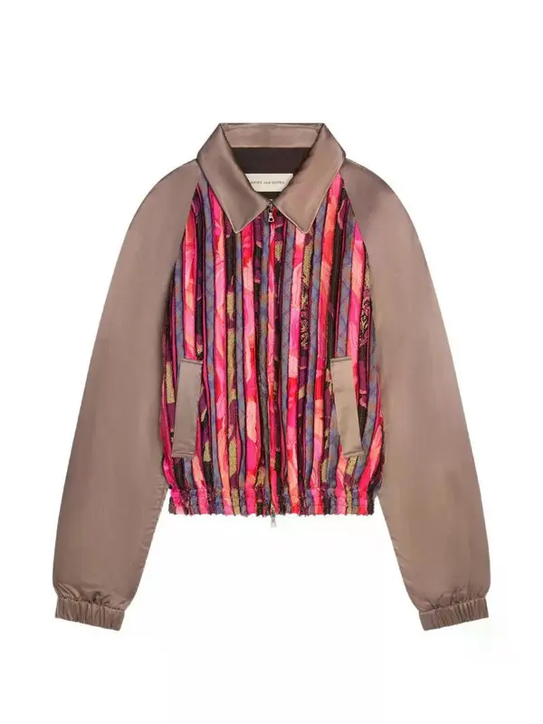 Dries Van Noten Striped Bomber Jacket - Brown