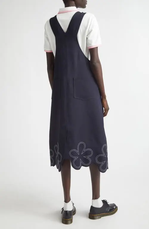 Comme Des Garçons Embroidered Daisy Hem Overalls Dress