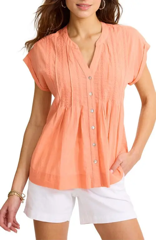 Tommy Bahama Voile Voyage Button-up Top - Peach Gelato