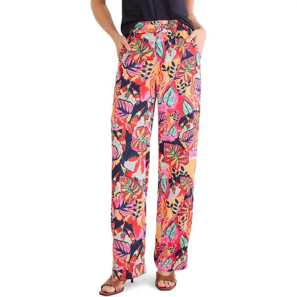 NIC+ZOE Kauai Garden Wide Leg Pants - Red Multi