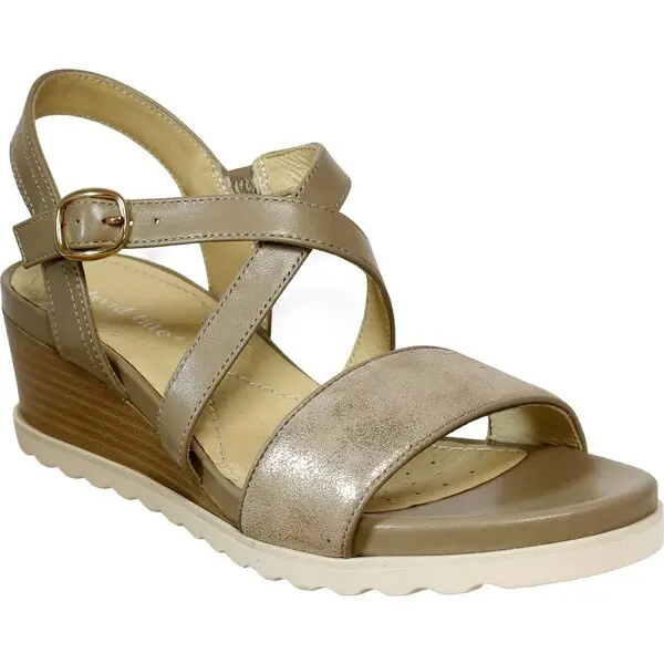 DAVID TATE Kinsley Ankle Strap Wedge Sandal - Taupe Suede