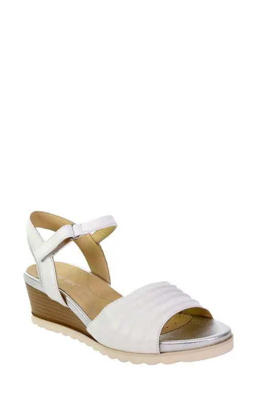 DAVID TATE Kena Ankle Strap Wedge Sandal - White Lamb