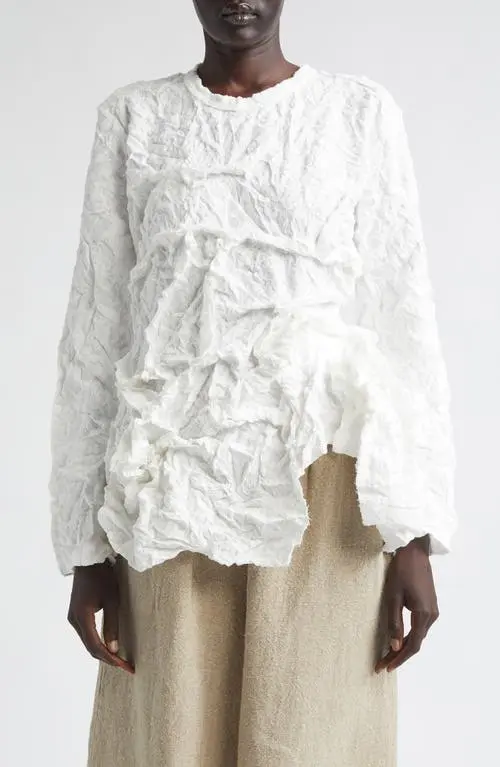 Comme Des Garçons Raschel Knit Crushed Ruffle Top - White