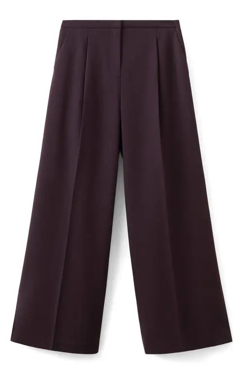 Mango Pleated Wide-leg Trousers - Maroon
