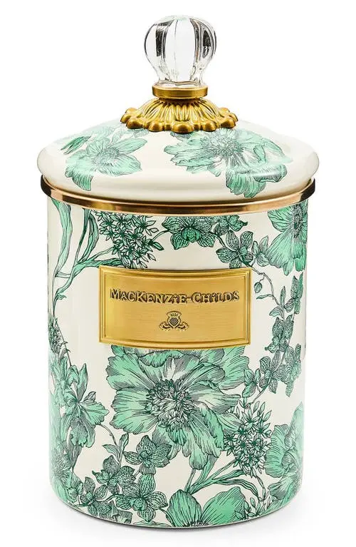 MACKENZIE-CHILDS English Garden Medium Enameled Steel Canister - Emerald