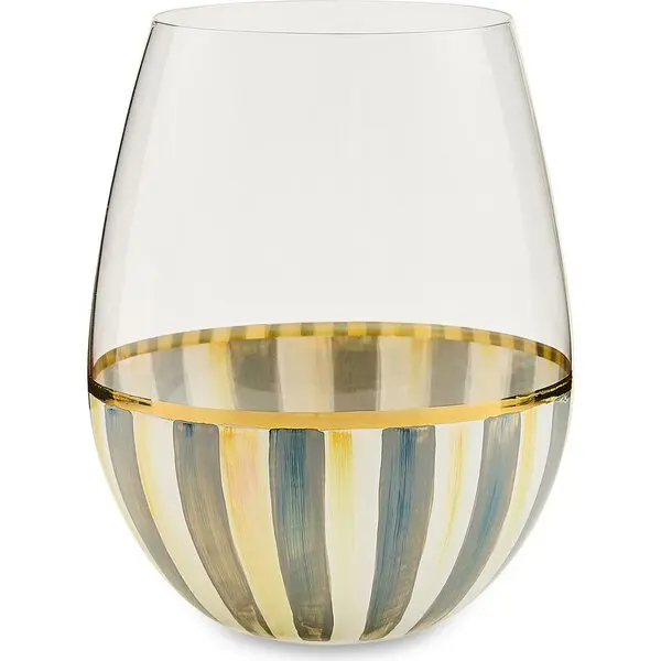 MACKENZIE-CHILDS Stripe Stemless Wine Glass - Sterling