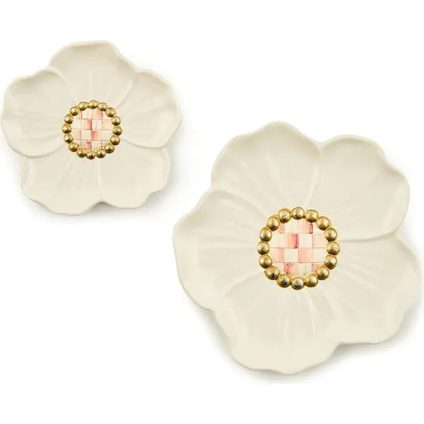 MACKENZIE-CHILDS Set Of 2 Flower Trinket Dishes - Rosy