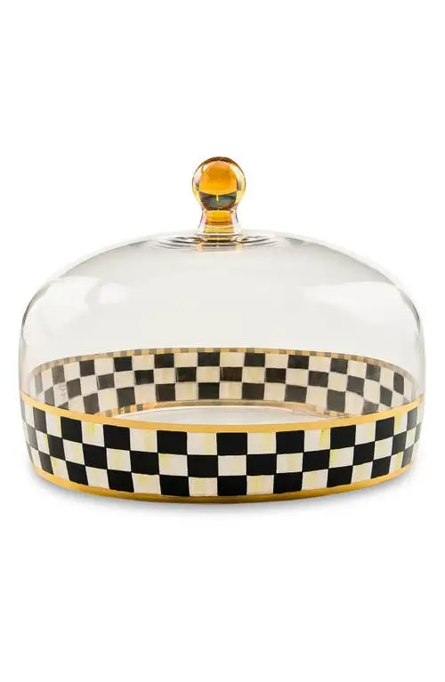 MACKENZIE-CHILDS Courtly Check Glass Cake Dome - Black