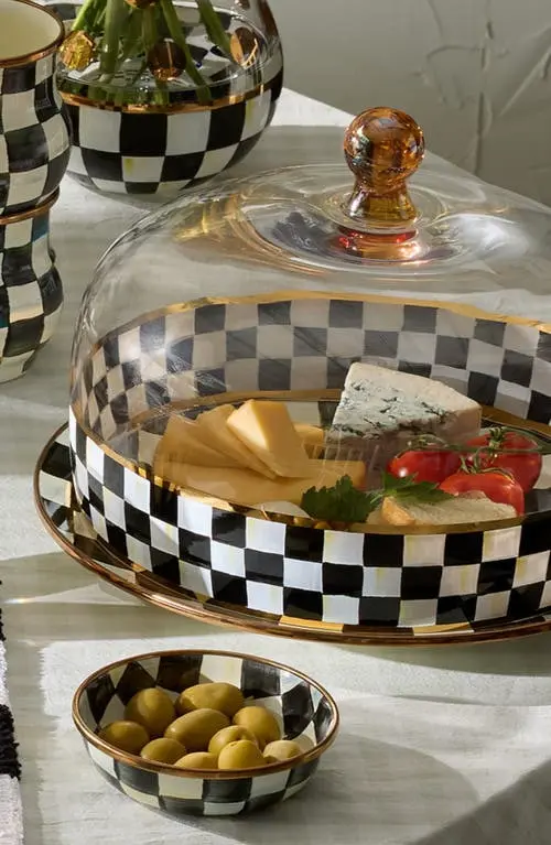 MACKENZIE-CHILDS Courtly Check Glass Cake Dome