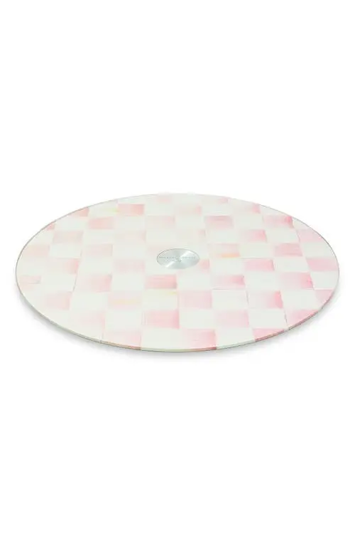 MACKENZIE-CHILDS Check Glass Lazy Susan - Rosy