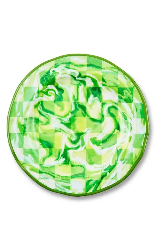 MACKENZIE-CHILDS Marble Check Set Of 4 Melamine Salad Plates - Green