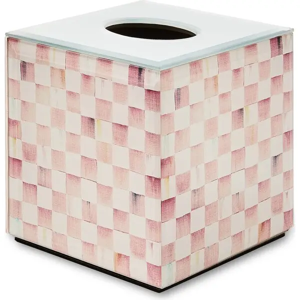 MACKENZIE-CHILDS Check Boutique Tissue Box Cover - Rosy