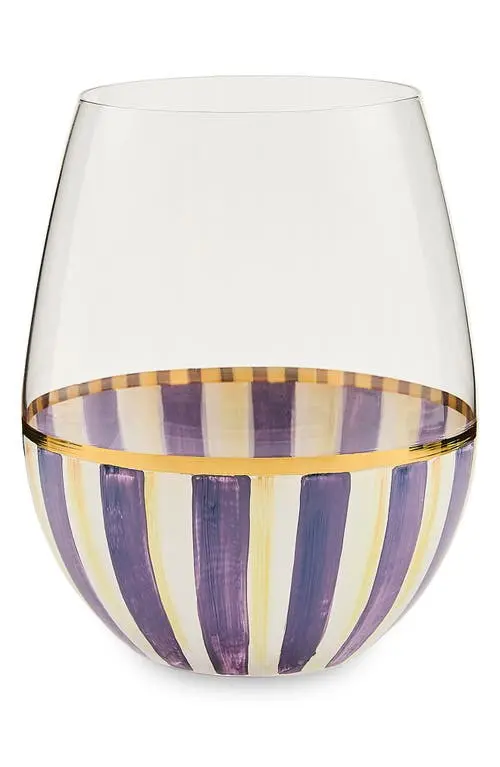 MACKENZIE-CHILDS Stripe Stemless Wine Glass - Violet