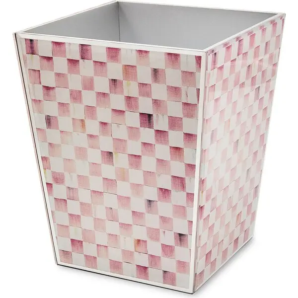 MACKENZIE-CHILDS Check Glass Waste Bin - Rosy