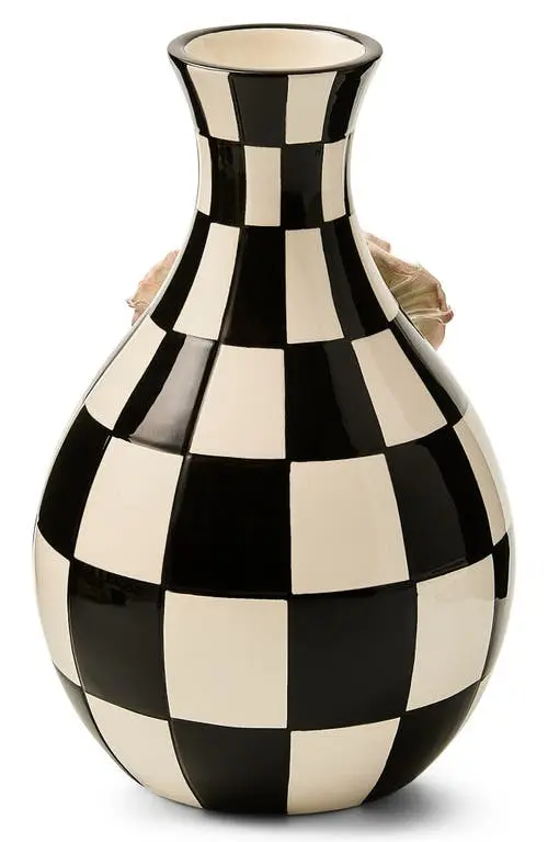 MACKENZIE-CHILDS Blush Poppy Check Vase