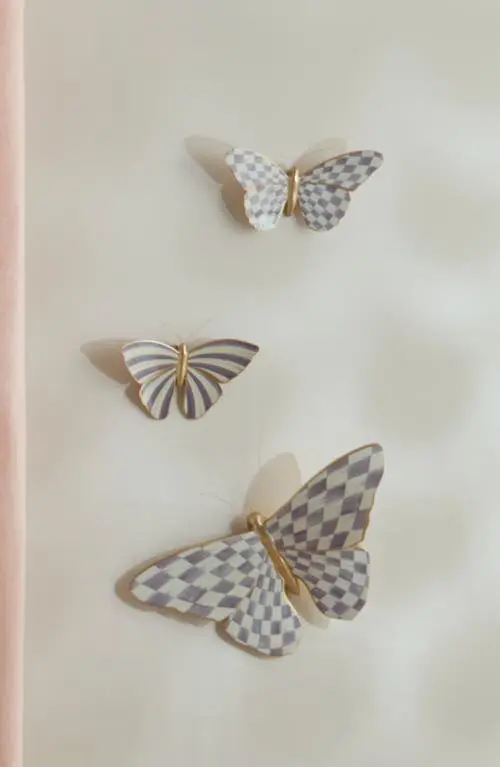 MACKENZIE-CHILDS Set Of 3 Check Butterfly Wall Decor