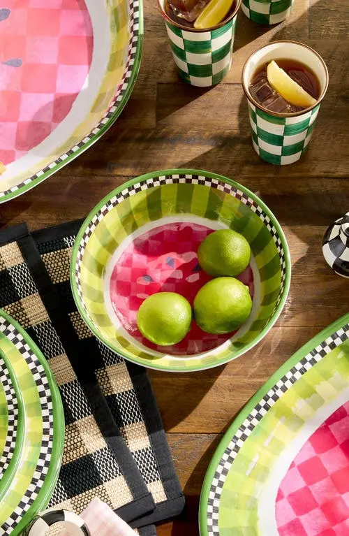 MACKENZIE-CHILDS Set Of 4 Watermelon Small Melamine Bowls - Green