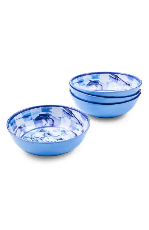 MACKENZIE-CHILDS Set Of 4 Marble Check Small Melamine Bowls - Blue