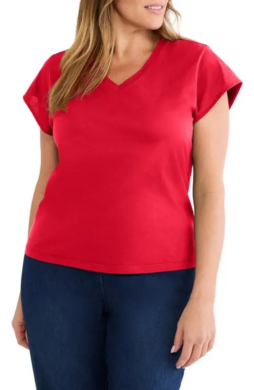 NIC+ZOE Cotton Cap-sleeve T-shirt - True Red