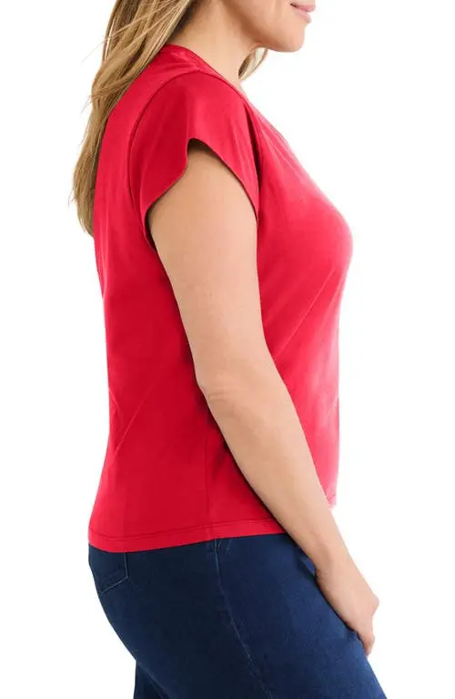 NIC+ZOE Cotton Cap-sleeve T-shirt - True Red