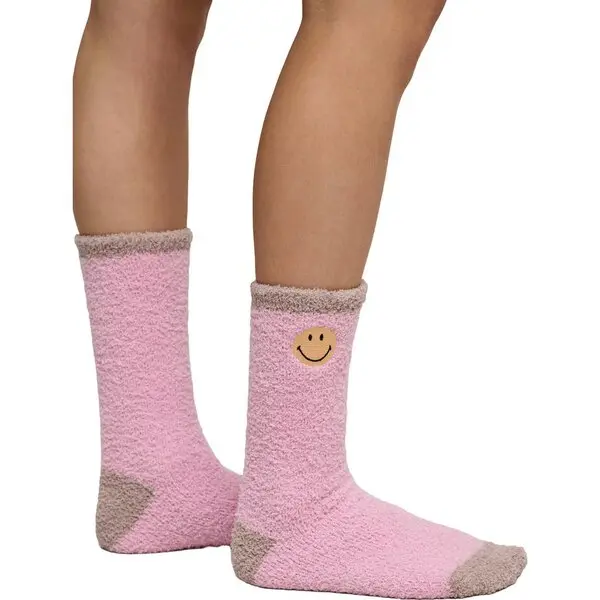 Barefoot Dreams Cozychic® Smiley Assorted 2-pack Crew Socks - Feather Multi