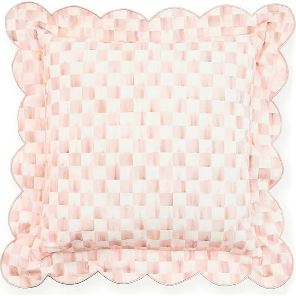 MACKENZIE-CHILDS Check Reversible Scallop Throw Pillow - Rosy