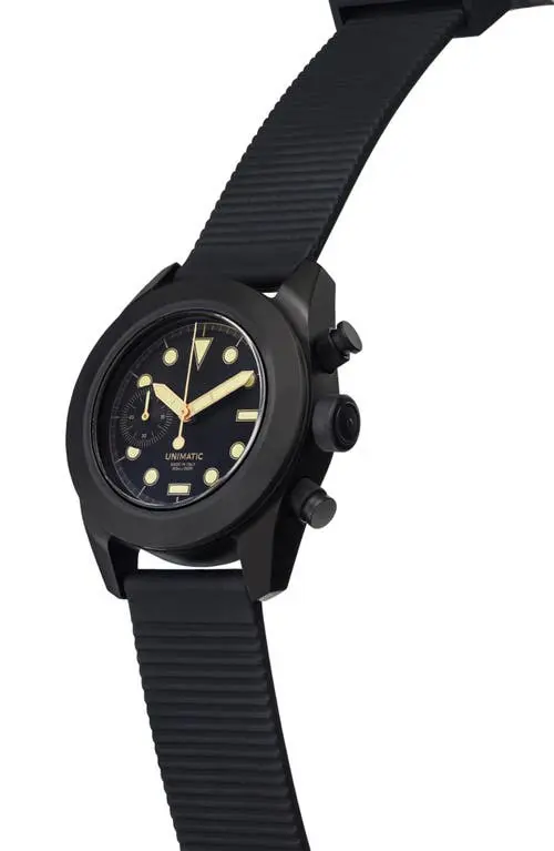 UNIMATIC Fixed Bezel Chronograph Silicone Strap Watch - Black