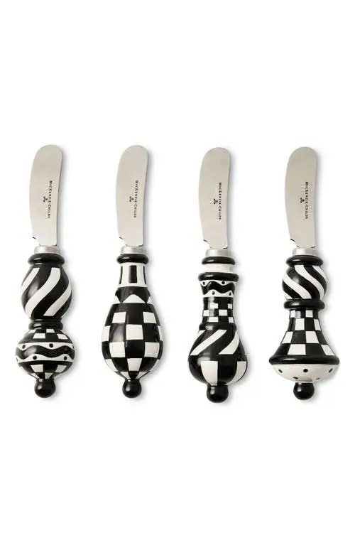 MACKENZIE-CHILDS Set Of 4 Courtly Check Party Spreaders - Black