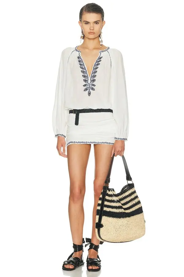 Isabel Marant Ludy Dress - Ecru & Blue