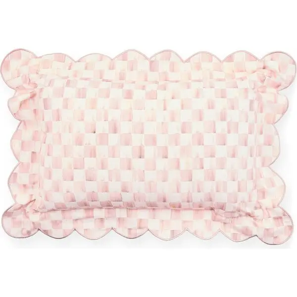 MACKENZIE-CHILDS Check Reversible Scallop Lumbar Pillow - Rosy