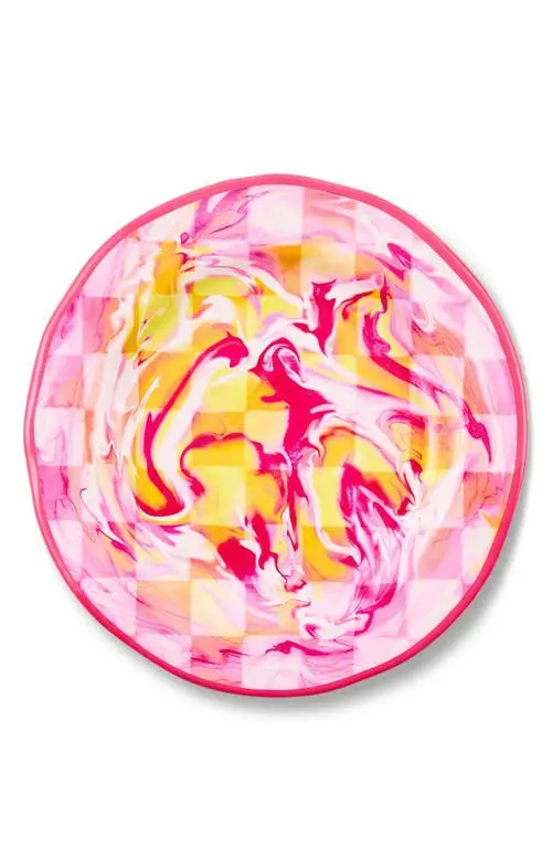 MACKENZIE-CHILDS Set Of 4 Marble Check Melamine Salad Plates - Pink