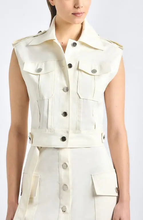 Derek Lam 10 Crosby Illiana Stretch Cotton Blend Utility Vest - Soft White