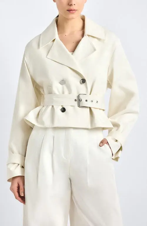 Derek Lam 10 Crosby Renata Stretch Cotton Blend Crop Trench Jacket - Soft White