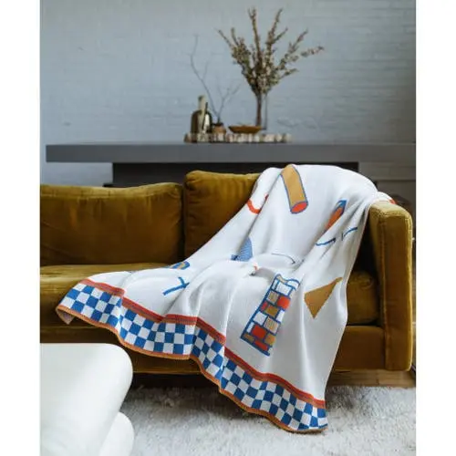 BIQUETTE Shapes Knit Throw Blanket - Primary