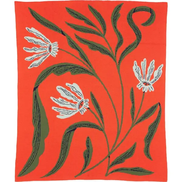 BIQUETTE Flora Vision Knit Throw Blanket - Geranium