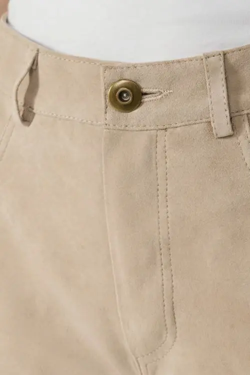 FURNIQ UK Suede Straight Leg Trousers