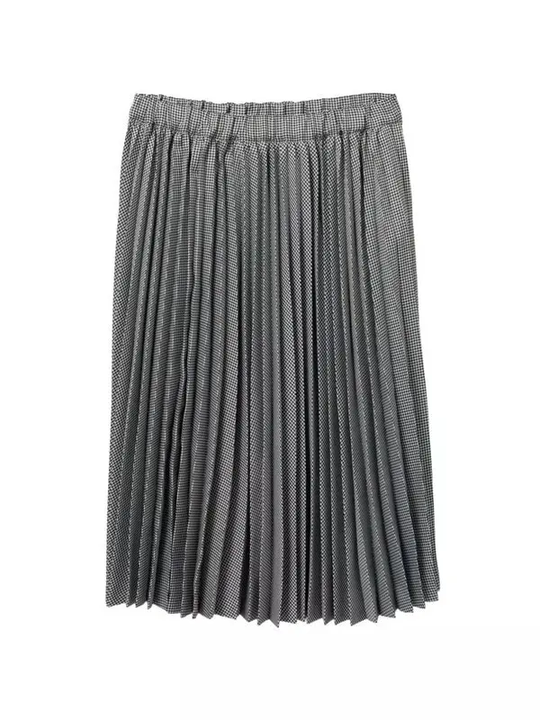 Comme Des Garçons Pleated Houndstooth Midi Skirt - Black