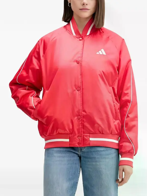 Adidas Embroidered Bomber Jacket - Red