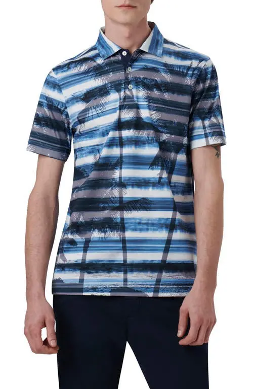 Bugatchi Hendrix Digital Print Pima Cotton Polo - Azure